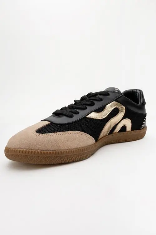FOREVER & ALWAYS SHOES Perry Leather Sneakers - Black Leather