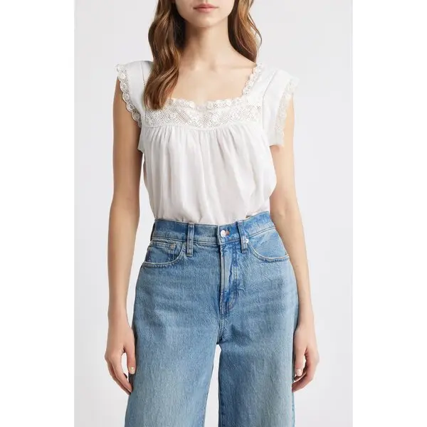 DÔEN Aphra Lace Trim Top - Salt