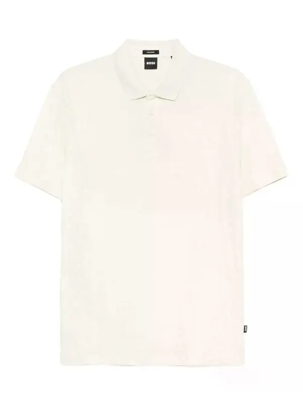 BOSS Patterned-jacquard Polo Shirt - Neutrals