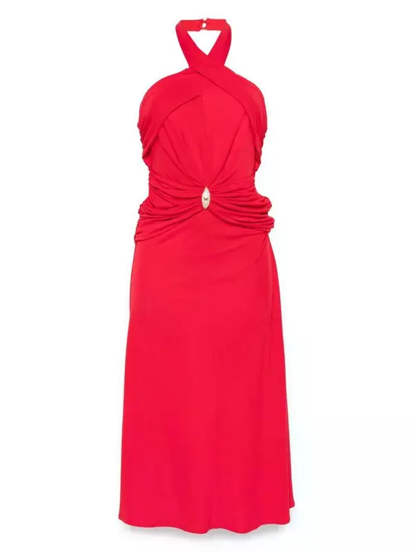 Elisabetta Franchi Crossover-neck Midi Dress