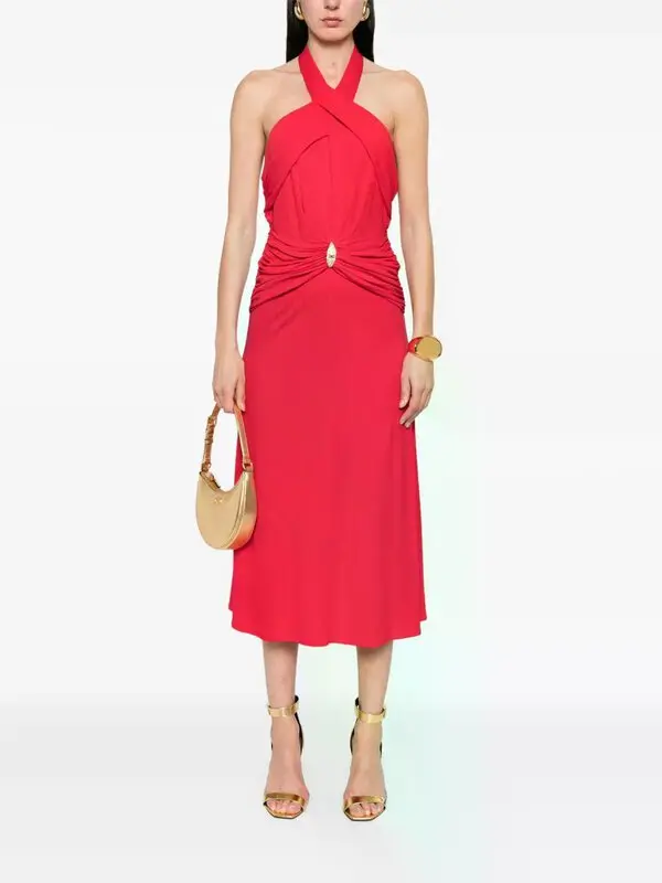 Elisabetta Franchi Crossover-neck Midi Dress