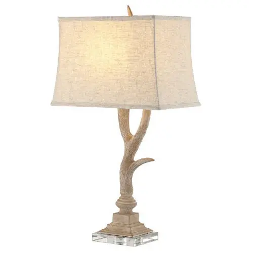 JONATHAN Y Antler 29.5" Rustic Resin/crystal Led Table Lamp - Beige