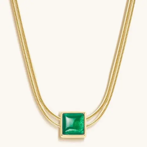 KARMA AND LUCK Emerald Evil Eye Necklace - Gold/green
