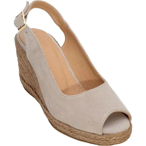 FOREVER & ALWAYS SHOES Ryan Suede Espadrille Sandals - Beige Suede Leather