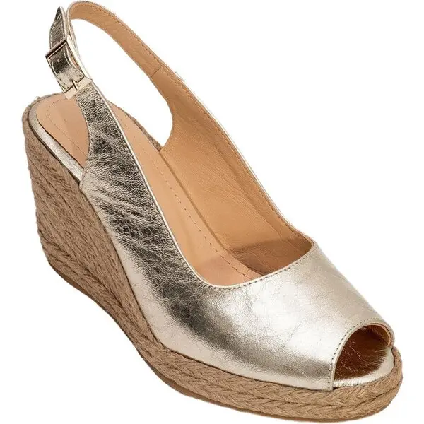 FOREVER & ALWAYS SHOES Ryan Suede Espadrille Sandals - Gold Leather