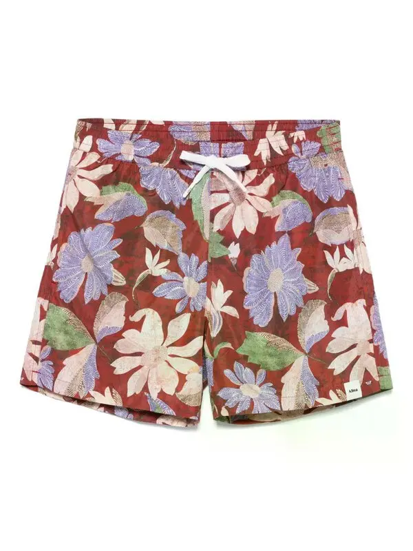 Altea Fiori-print Swim Short - Brown