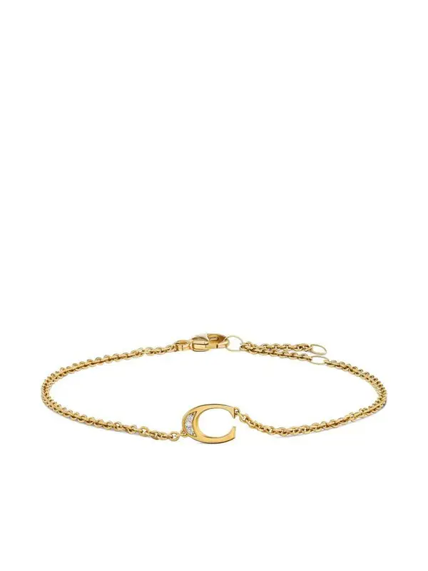 David Yurman 18k Yellow Petite Pavé Initial Diamond Bracelet - Gold