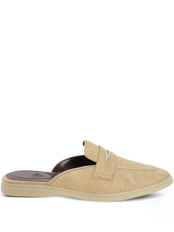 BOUGEOTTE Penny-slot Flat Mules - Neutrals