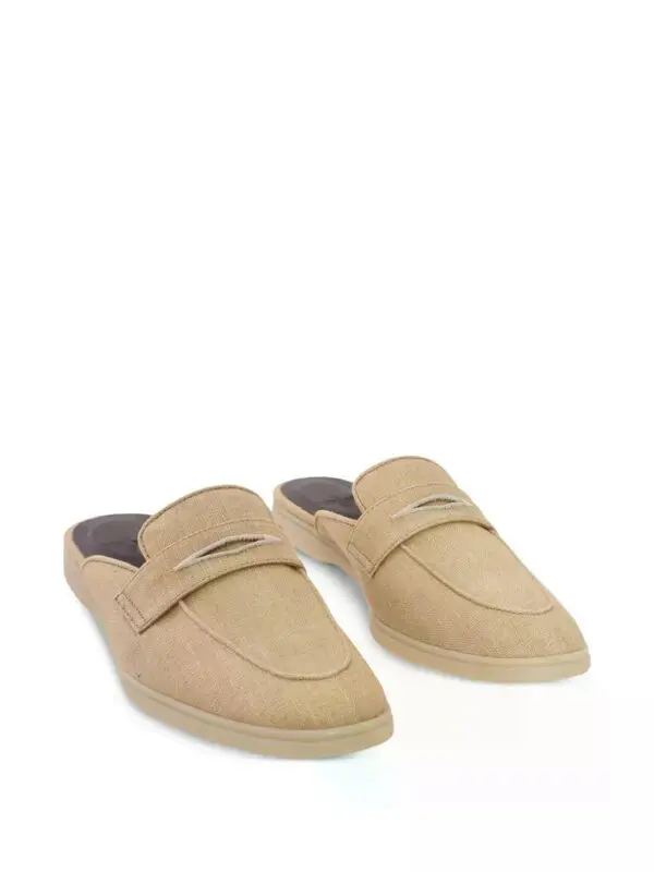 BOUGEOTTE Penny-slot Flat Mules - Neutrals