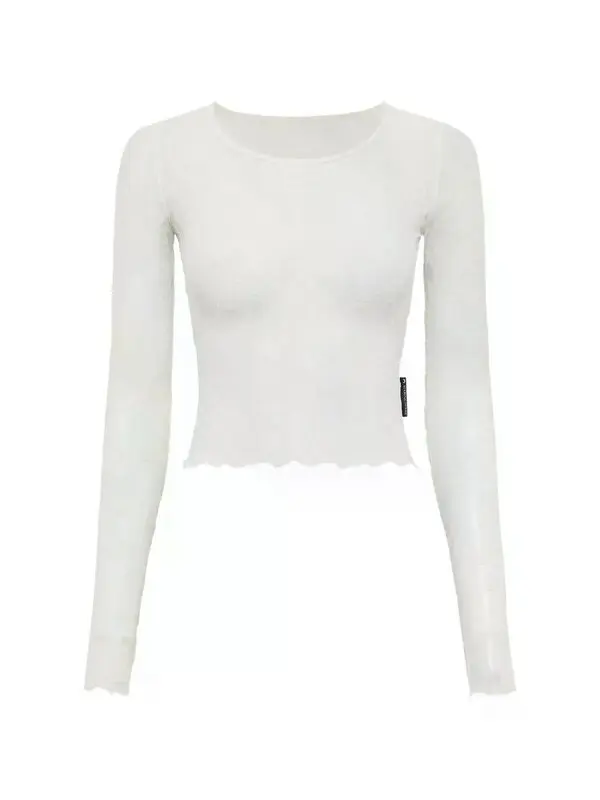 MARINE SERRE Mesh Cropped Top - Ivory
