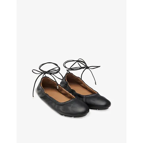 BOSS Tie-string Leather Ballet Flats
