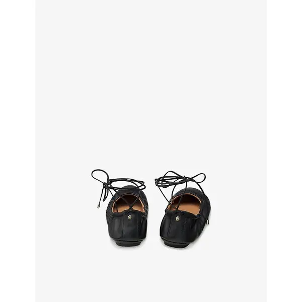 BOSS Tie-string Leather Ballet Flats