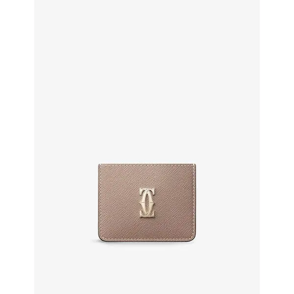 CARTIER C De Leather Card Holder - Beige