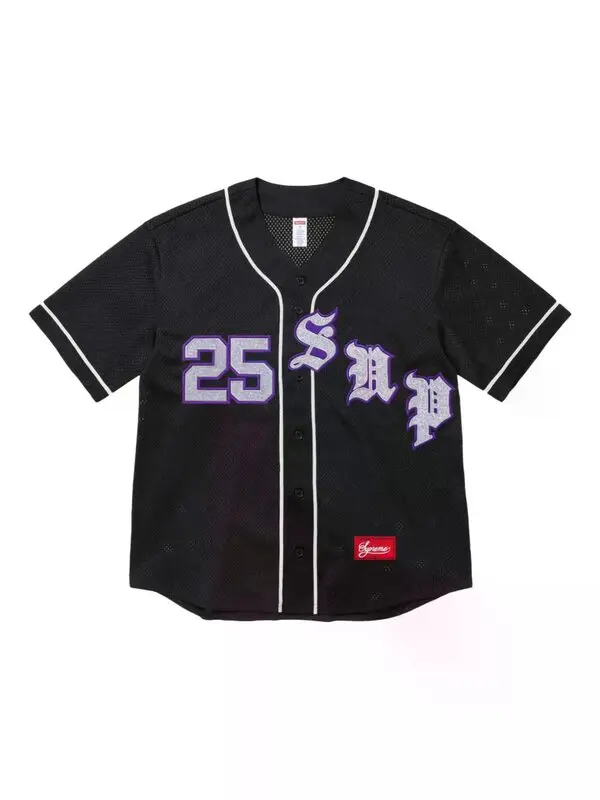 Supreme Old English Ss 25 Baseball Jersey - Black