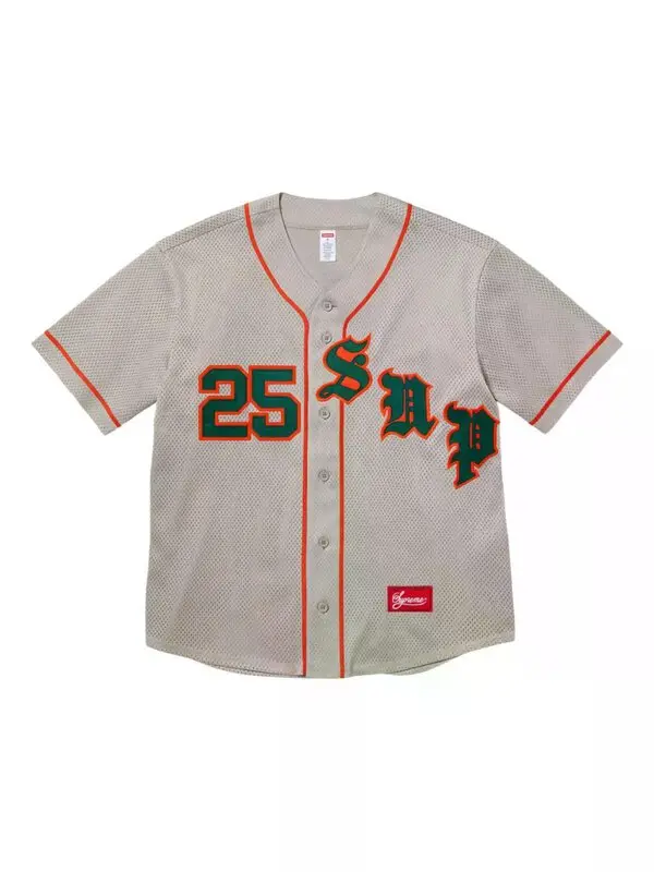 Supreme Old English Ss 25 Baseball Jersey - Grey