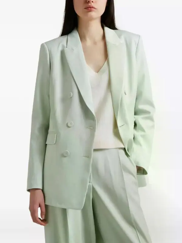 Another Tomorrow Double-breasted Wool Blazer