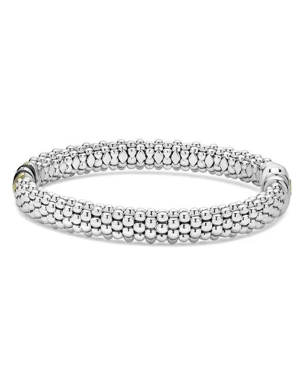 Lagos 18k Yellow Gold, Sterling Black Caviar Ceramic, And Diamond Bracelet - Silver