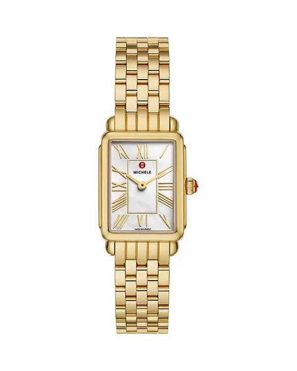 Michele Deco Park 18k Gold Plated Watch - White/gold