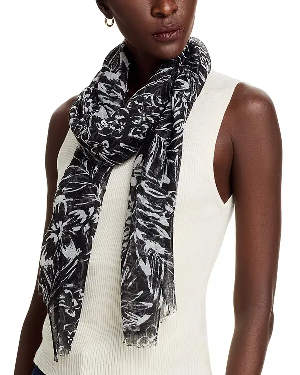 V. Fraas Bloomingdale's Contrast Floral Scarf Exclusive - Black/white