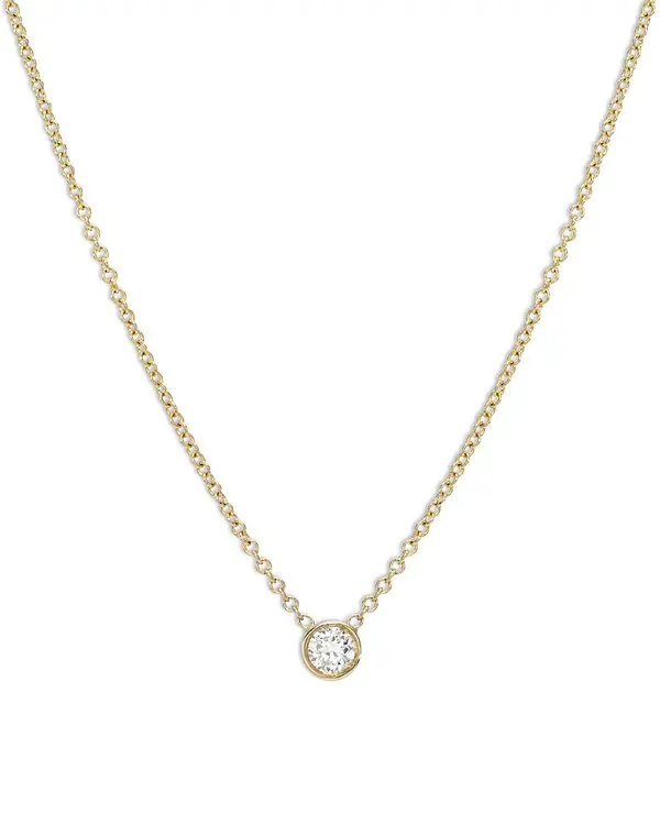 ZOE LEV 14k Yellow Diamond Bezel Pendant Necklace - Gold