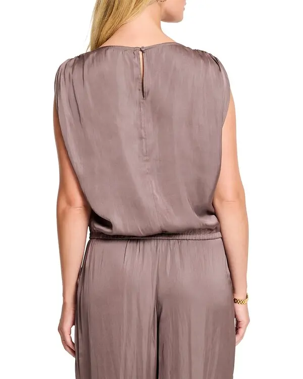 NIC+ZOE Glossy Sheen Ruched Shoulder Top