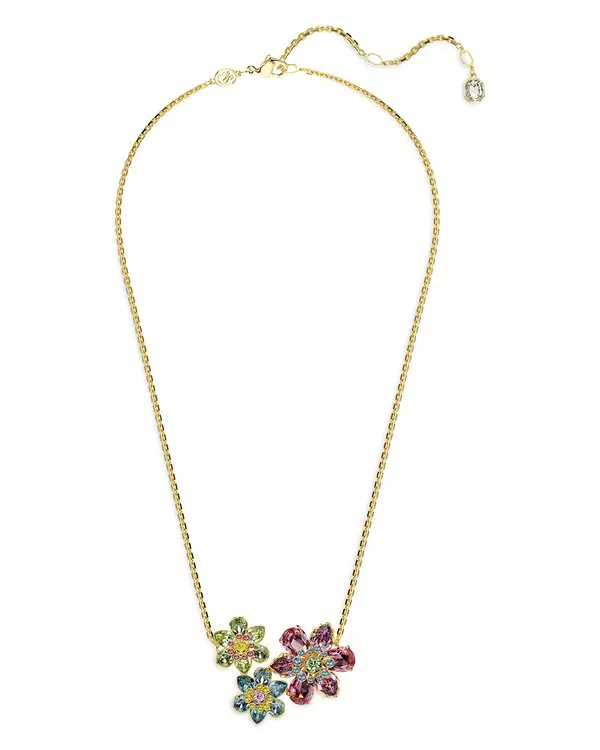 SWAROVSKI Idyllia Mixed Crystal Flower Trio Pendant Necklace - Multi/gold