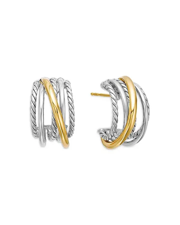 David Yurman Crossover Shrimp Earrings, 19.5mm - Gold/silver