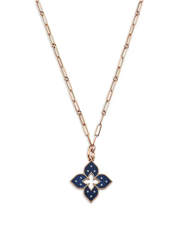 Roberto Coin 18k Venetian Princess Diamond Flower Pendant Necklace - Blue/rose Gold