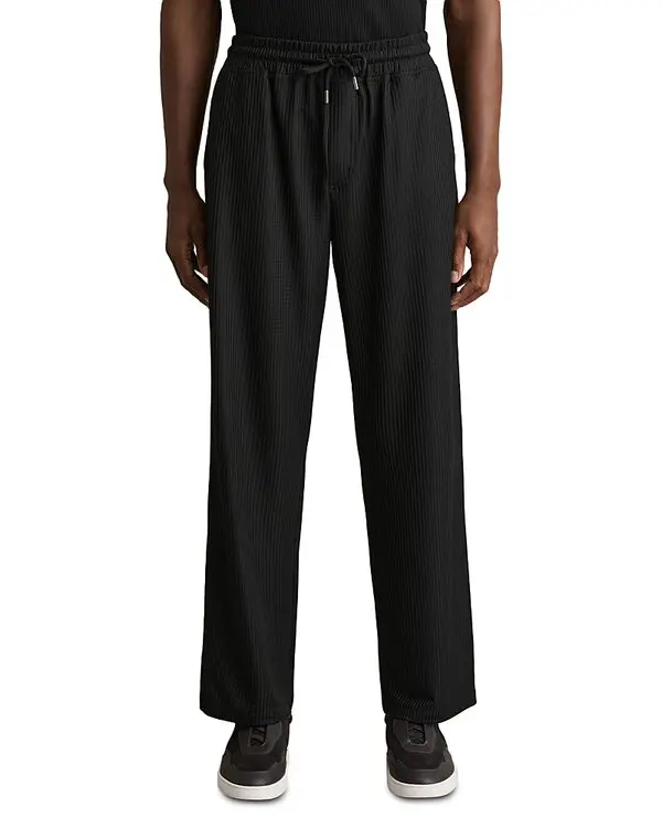 REISS Rowden Tapered Textured Trousers - Black