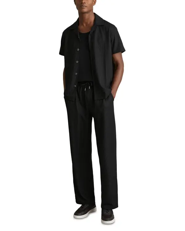 REISS Rowden Tapered Textured Trousers - Black