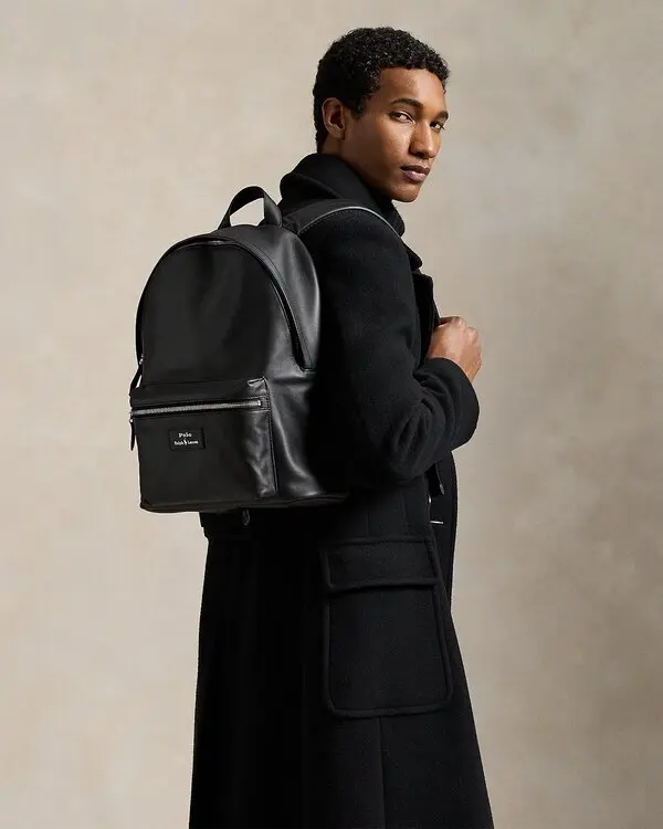 Polo Ralph Lauren Smooth Leather Backpack - Black