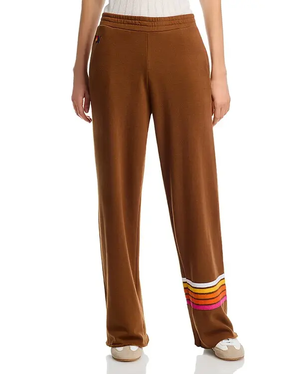 Aviator Nation Wide Leg Sweatpants - Cinnamon/white/pink
