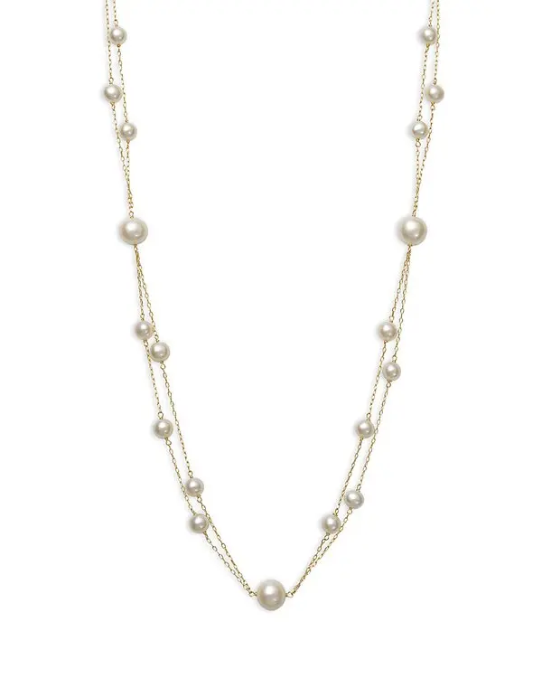 Bloomingdale'S 14k Yellow Gold Cultured Freshwater Pearl Collar Necklace - White