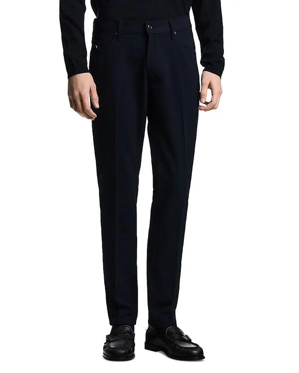 Emporio Armani Regular Fit Stretch Cannette Trousers - Solid Blue