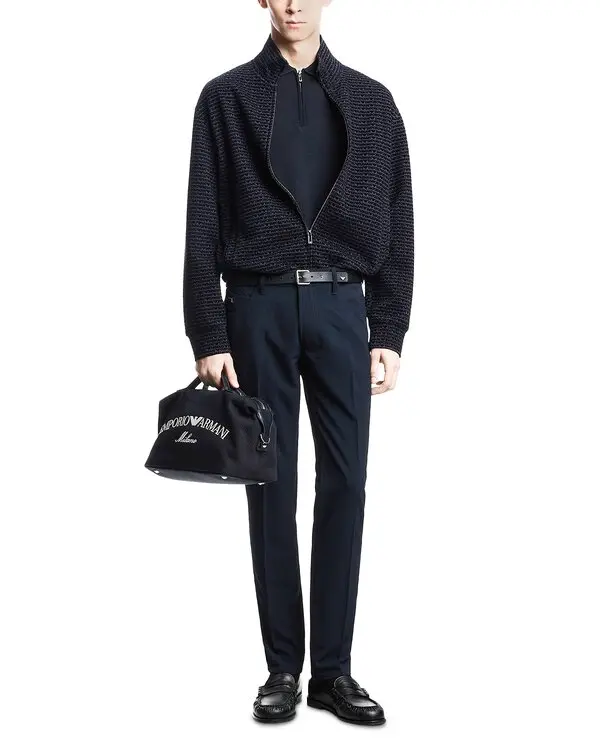 Emporio Armani Regular Fit Stretch Cannette Trousers - Solid Blue