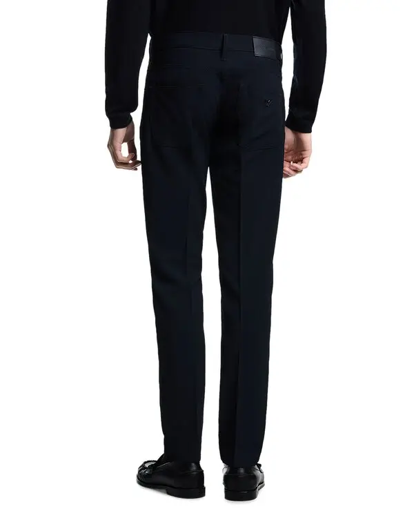 Emporio Armani Regular Fit Stretch Cannette Trousers - Solid Blue