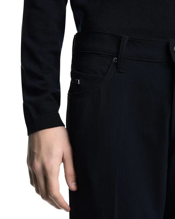 Emporio Armani Regular Fit Stretch Cannette Trousers - Solid Blue