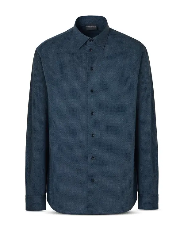 Emporio Armani Geometric Button Up Shirt - Blue/black