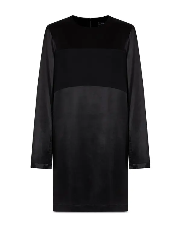 Emporio Armani Satin Long Sleeve Shift Dress