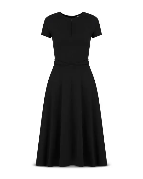Emporio Armani Short Sleeve Punto Milano Jersey A-Line Dress In Black - 50%  Off | Editorialist