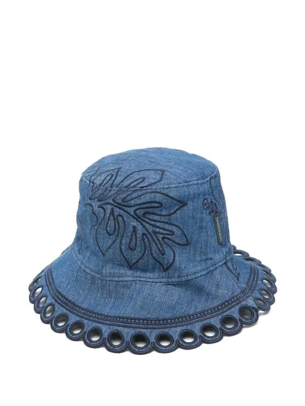 Zimmermann Embroidered Denim Bucket Hat - Blue
