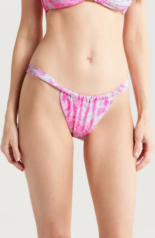 KULANI KINIS Ruched Thong Bikini Bottom - Island Blush