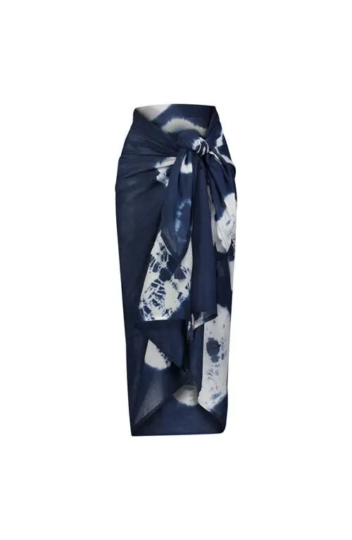 MER ST BARTHS Cotton Saline Pareo Indigo Tie-dye - Navy