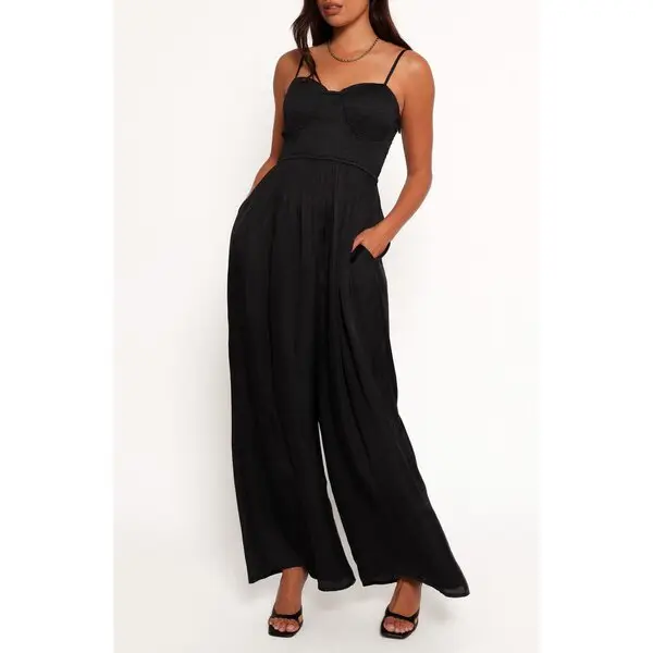 PETAL & PUP Karlie Sleeveless Wide Leg Jumpsuit - Black