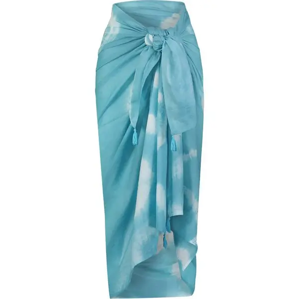 MER ST BARTHS Cotton Saline Pareo Tie-dye - Aqua
