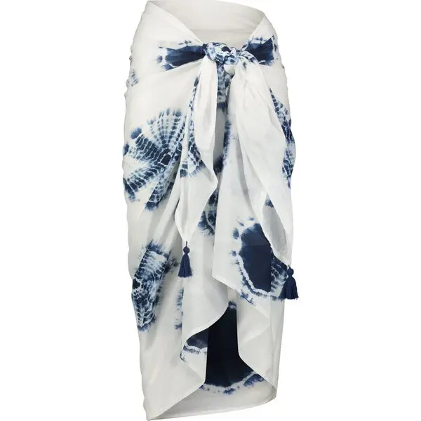 MER ST. BARTH Cotton Saline Pareo Indigo Tie-dye - White