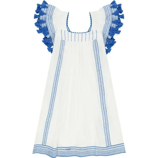 MER ST. BARTH Mini Sandrine Embroidered Dress - Blue