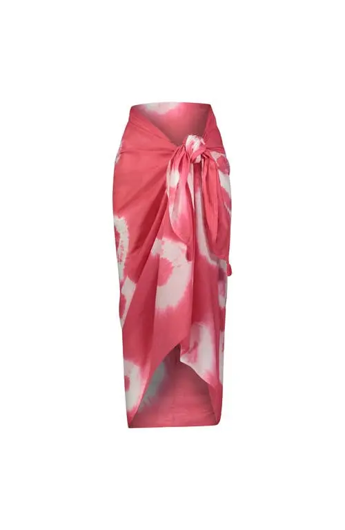 MER ST BARTHS Cotton Saline Pareo Hibiscus Tie-dye - Pink