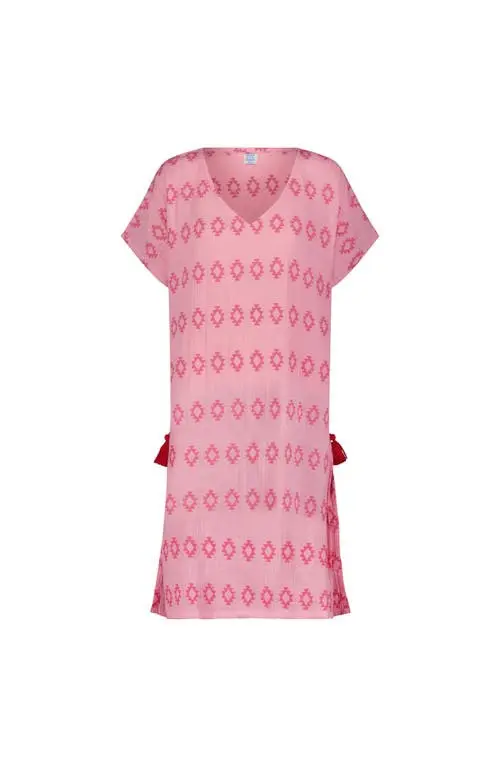 MER ST. BARTH Capucine Maxi Caftan Rose Embroidery - Pink