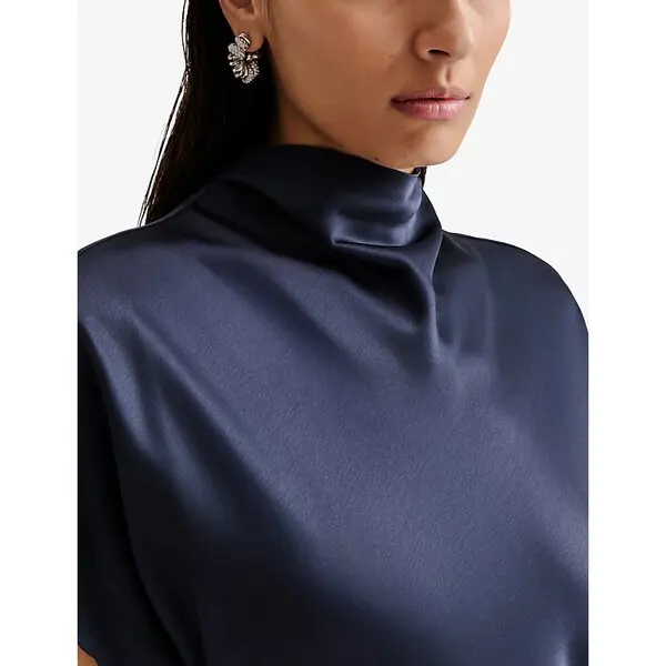 MALINA Alivia Short-sleeve Maxi Dress - Dark Blue